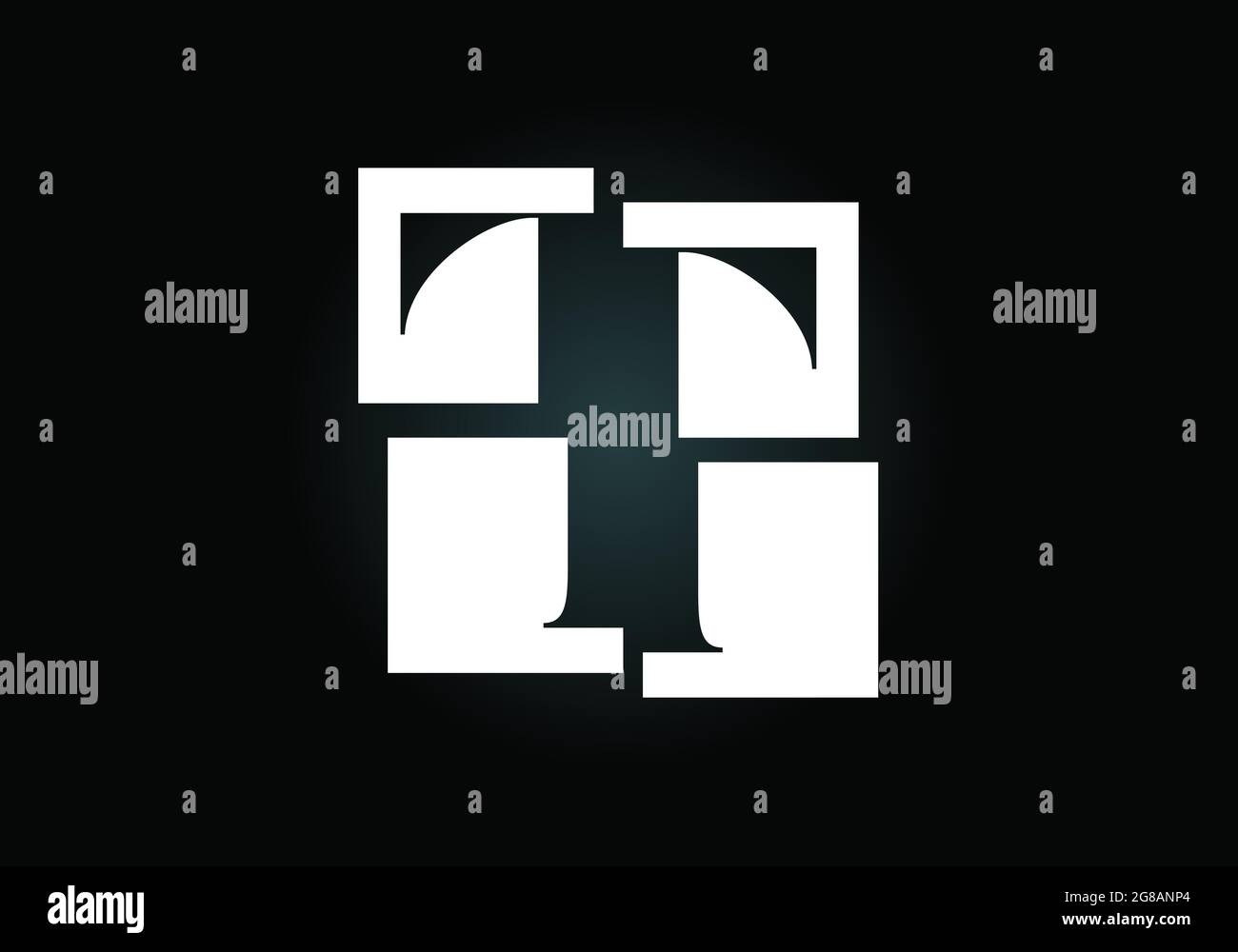 Initial T monogram letter alphabet made of four squares. Font emblem ...
