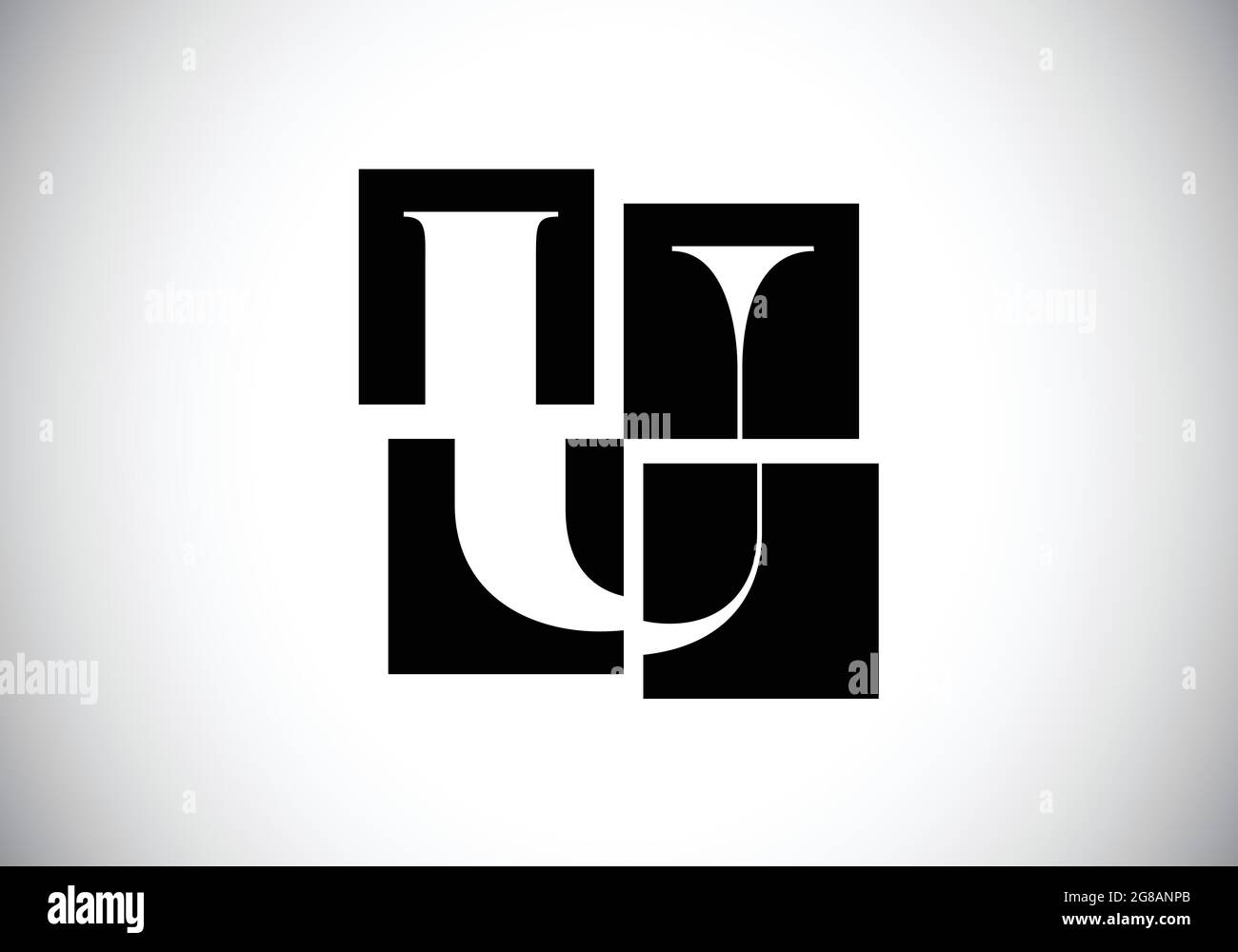Initial U monogram letter alphabet made of four squares. Font emblem ...