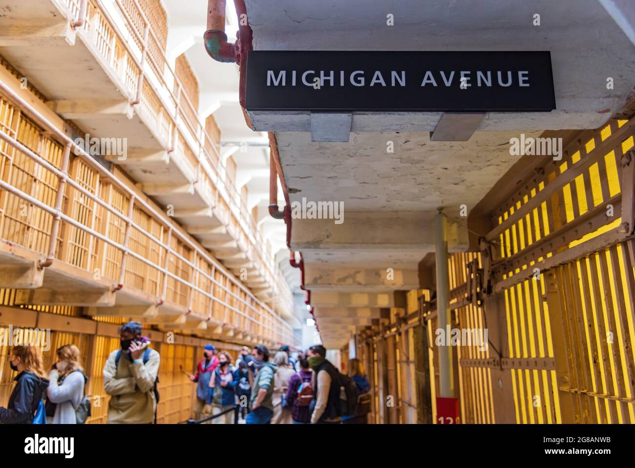 Interior view of the cell house of Alcatraz island at California Stock ...