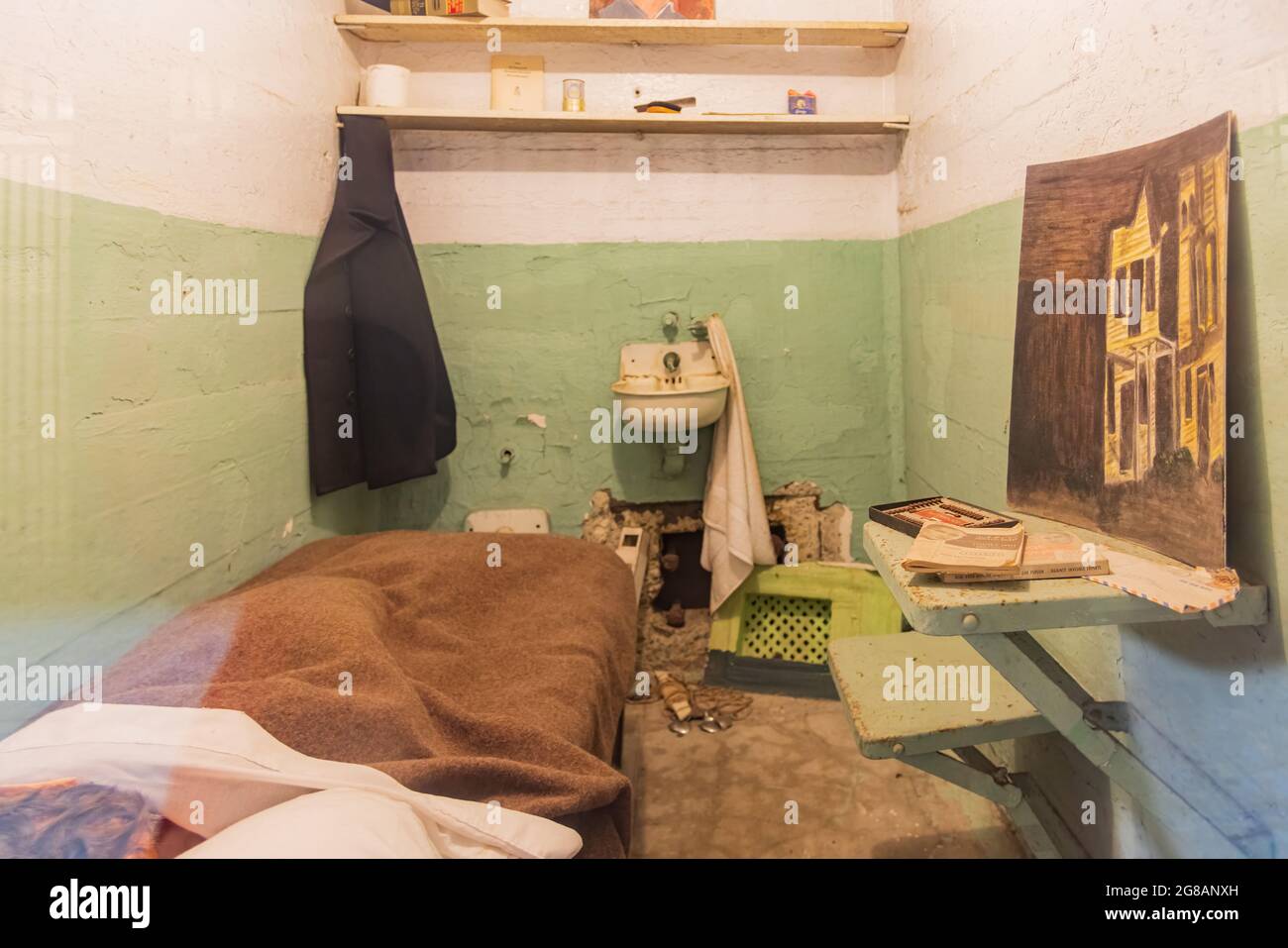 Interior view of the cell house of Alcatraz island at California Stock ...