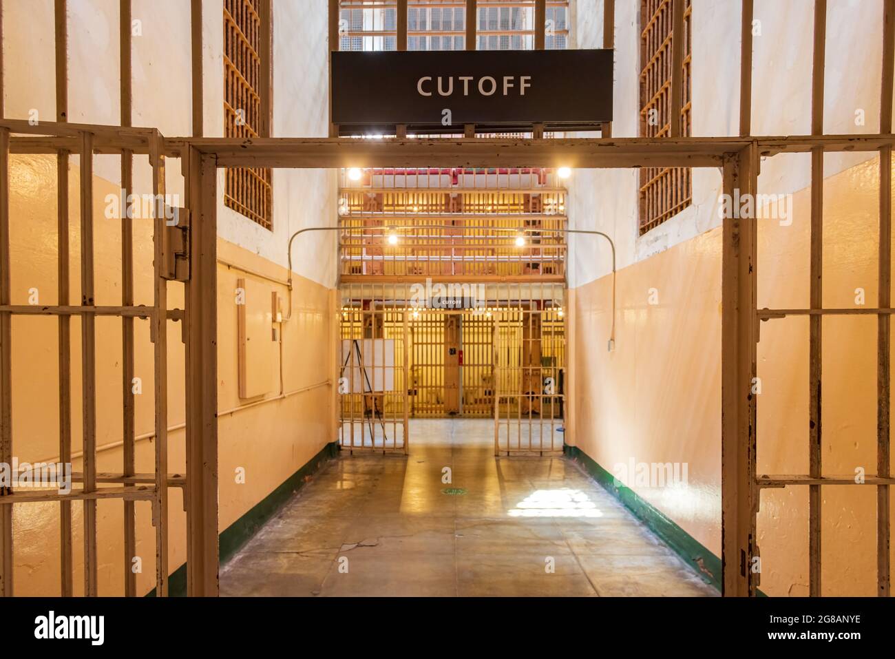 Interior view of the cell house of Alcatraz island at California Stock ...