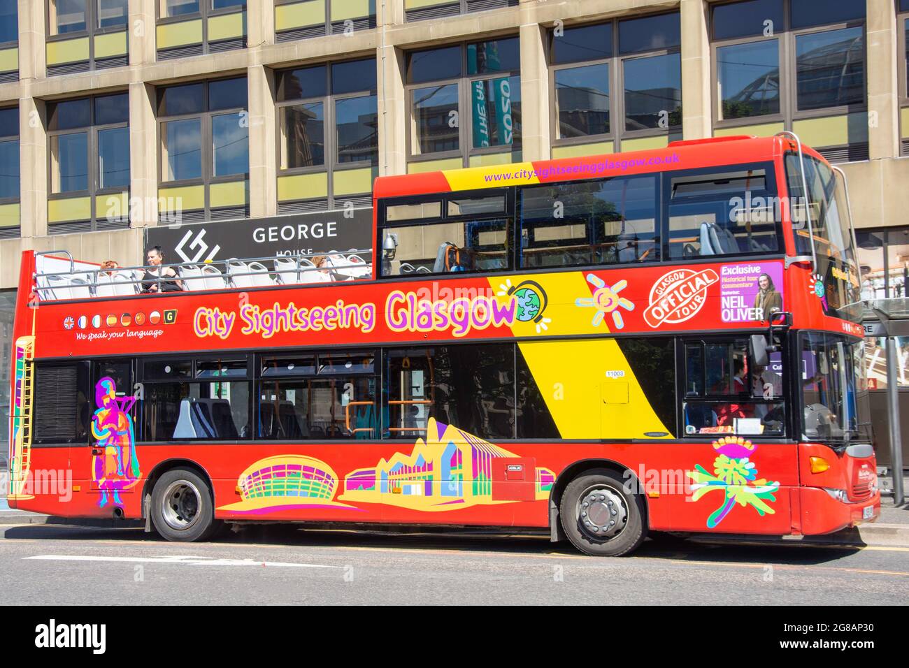 Double decker coach open top touring glasgow city sightseeing bu hi-res ...