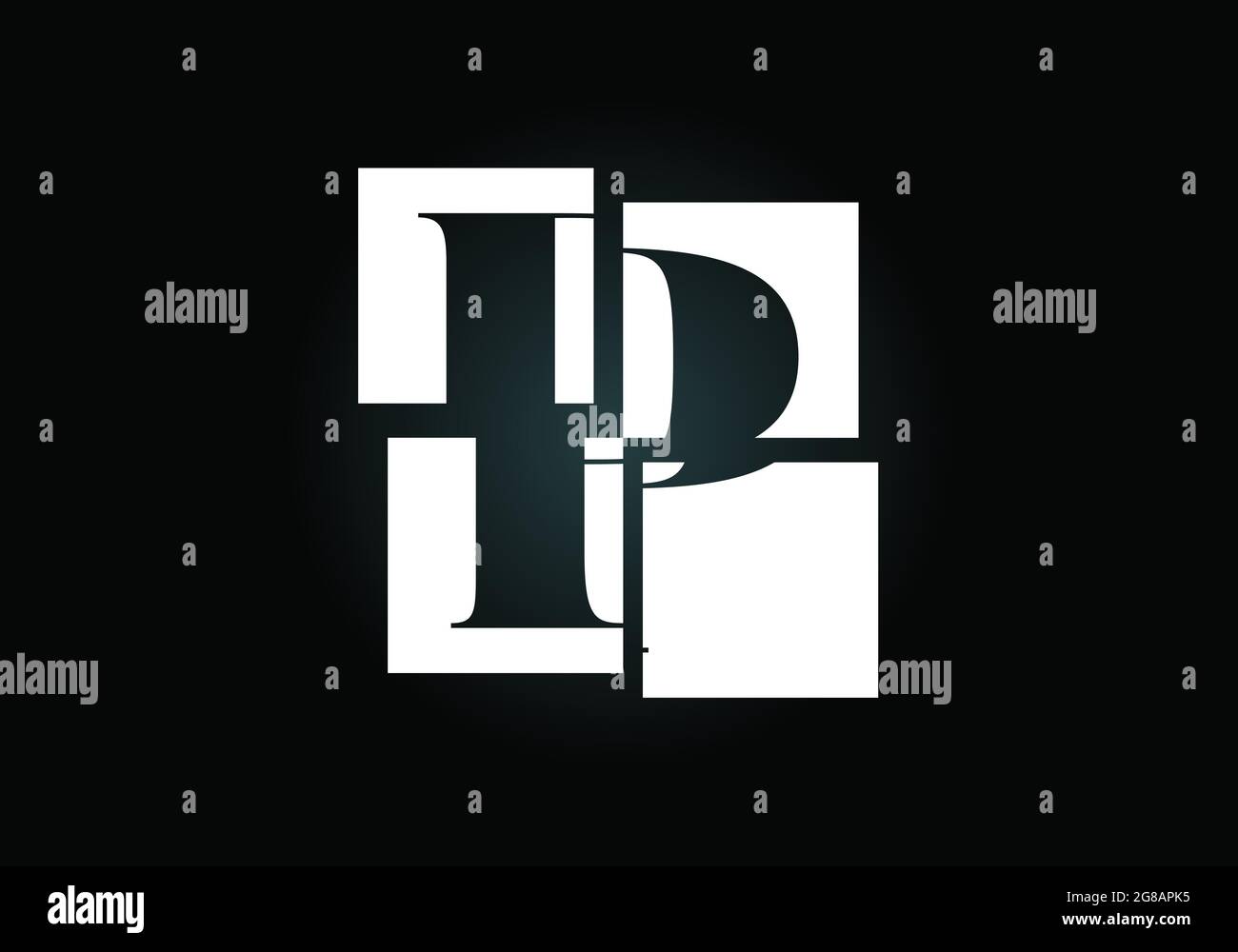 Initial P monogram letter alphabet made of four squares. Font emblem ...