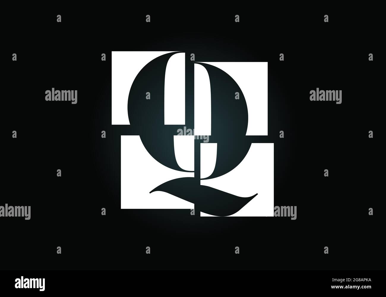 Initial Q monogram letter alphabet made of four squares. Font emblem ...
