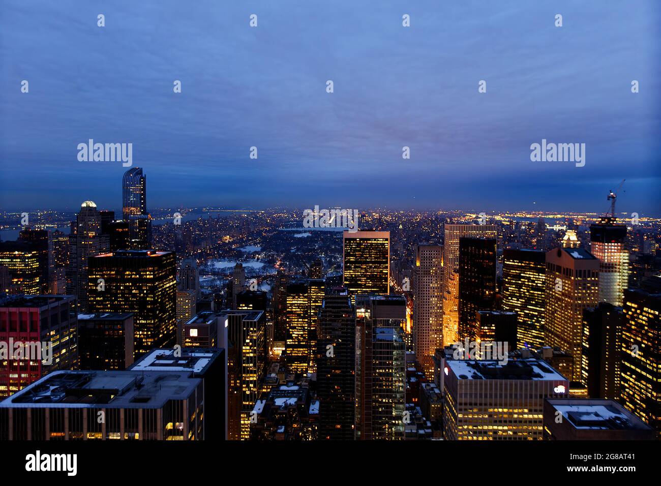 Manhattan night view from top of building Stock Photo - Alamy
