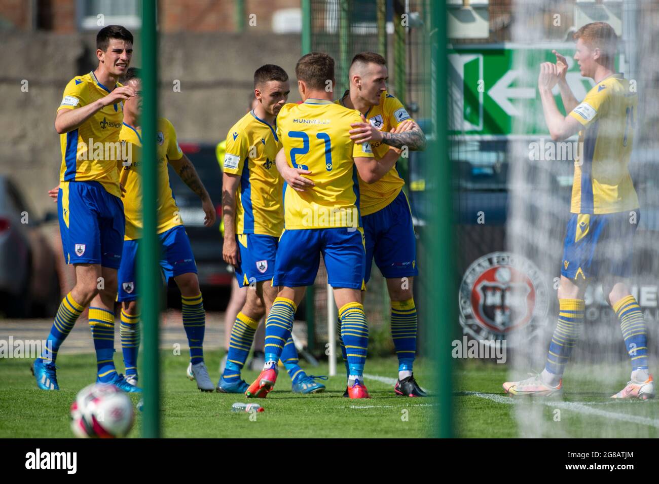 Robert Manley of Longford celebrates scoring during the SSE Airtricity ...