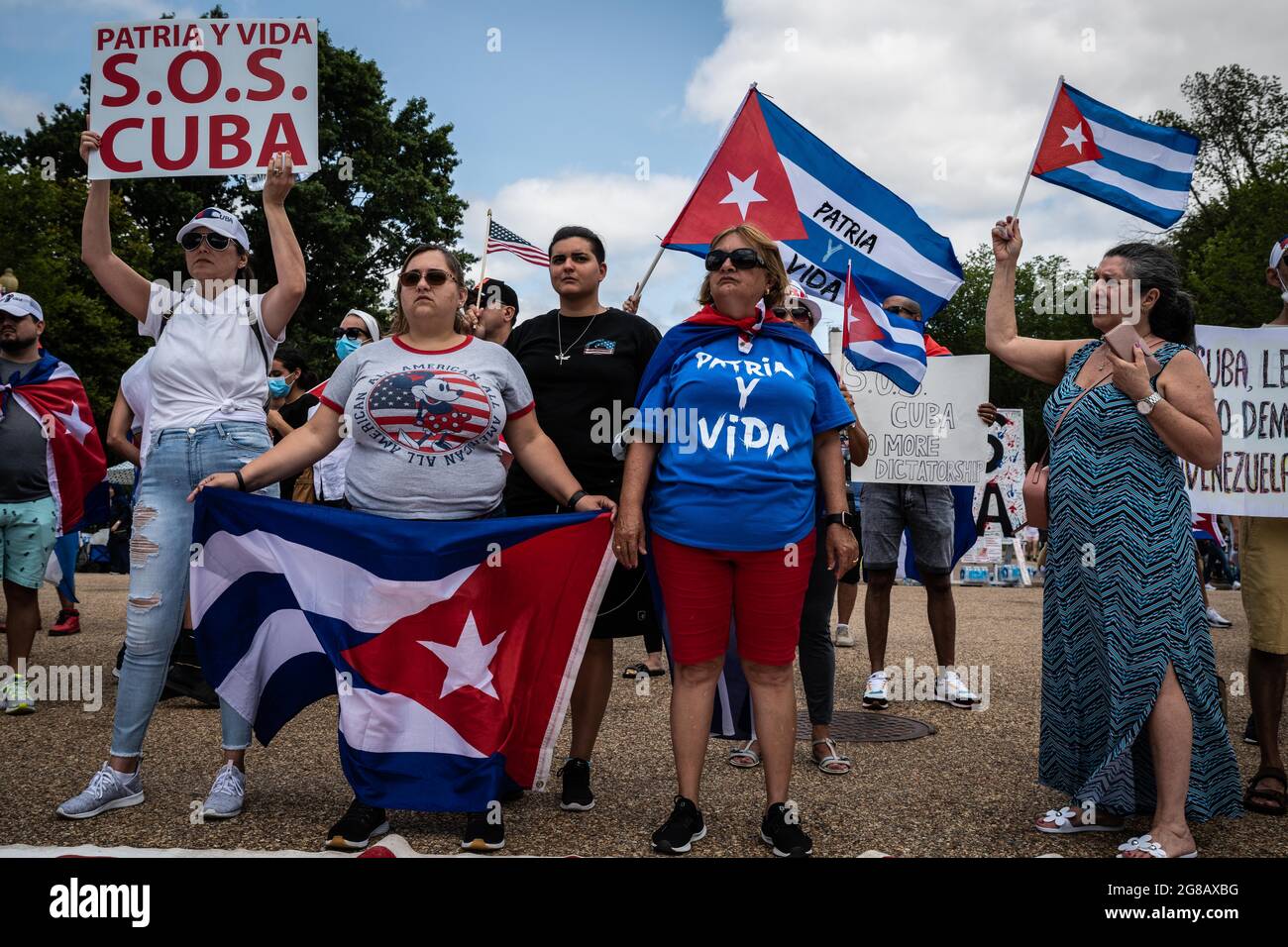 Cuban Americans rally outside the White House on July 18, 2021 ...