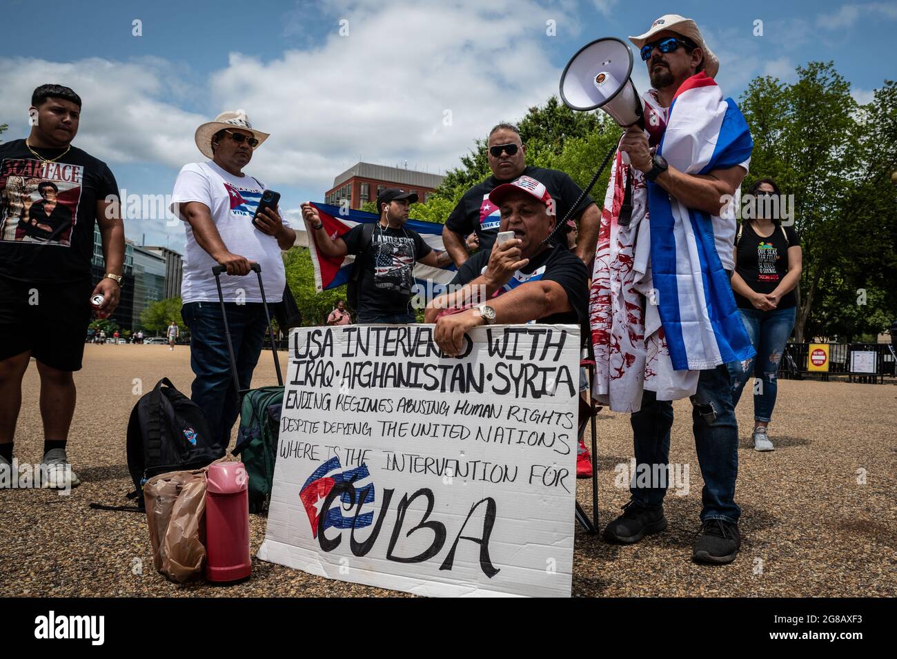 Cuban Americans rally outside the White House on July 18, 2021 ...