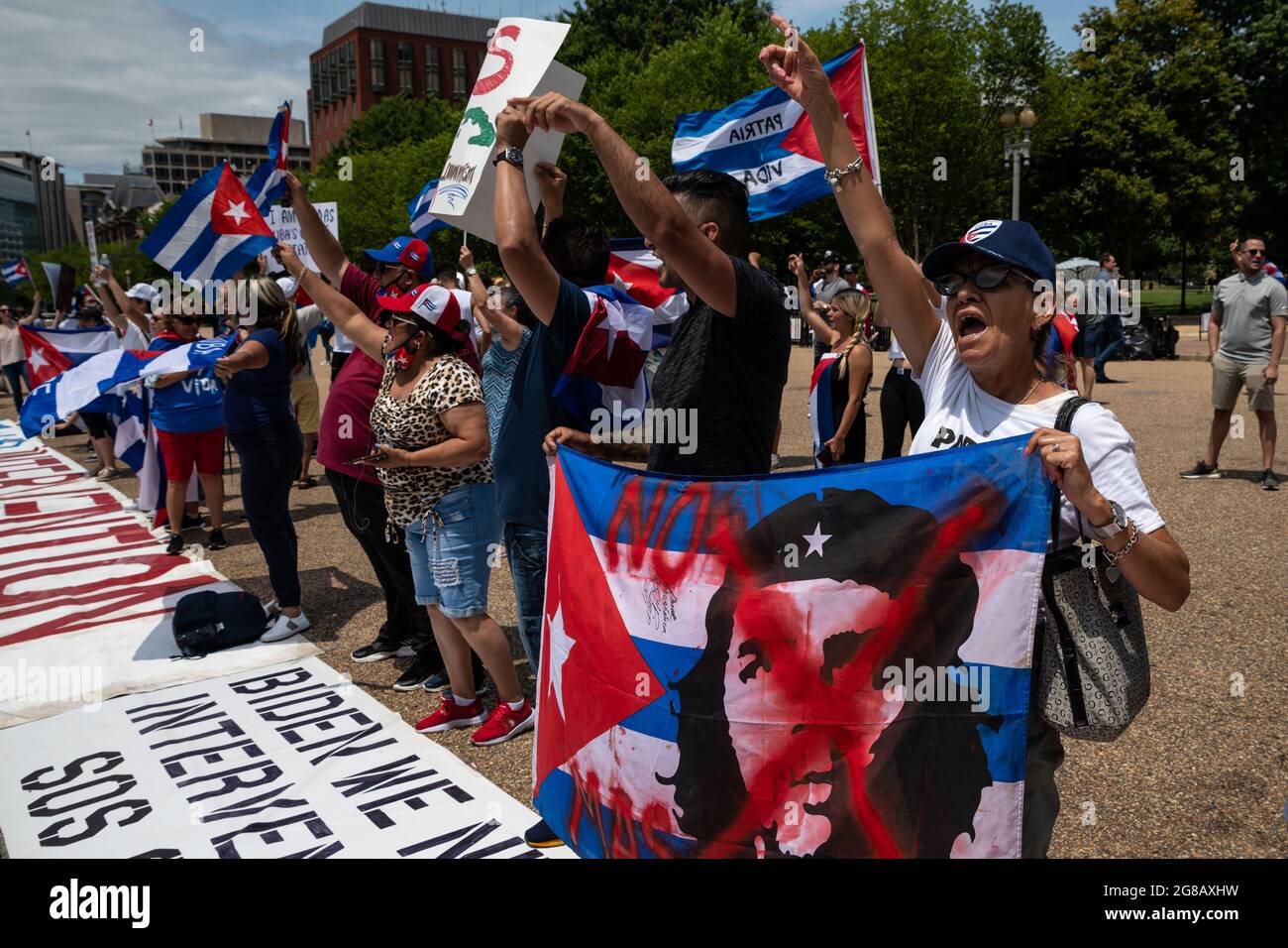 Cuban Americans rally outside the White House on July 18, 2021 ...
