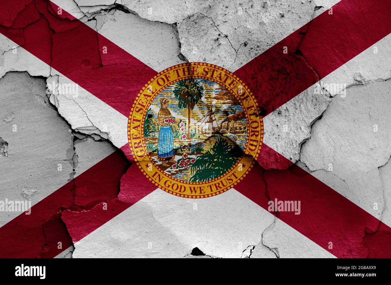 flag of Florida, USA painted on cracked wall Stock Photo - Alamy