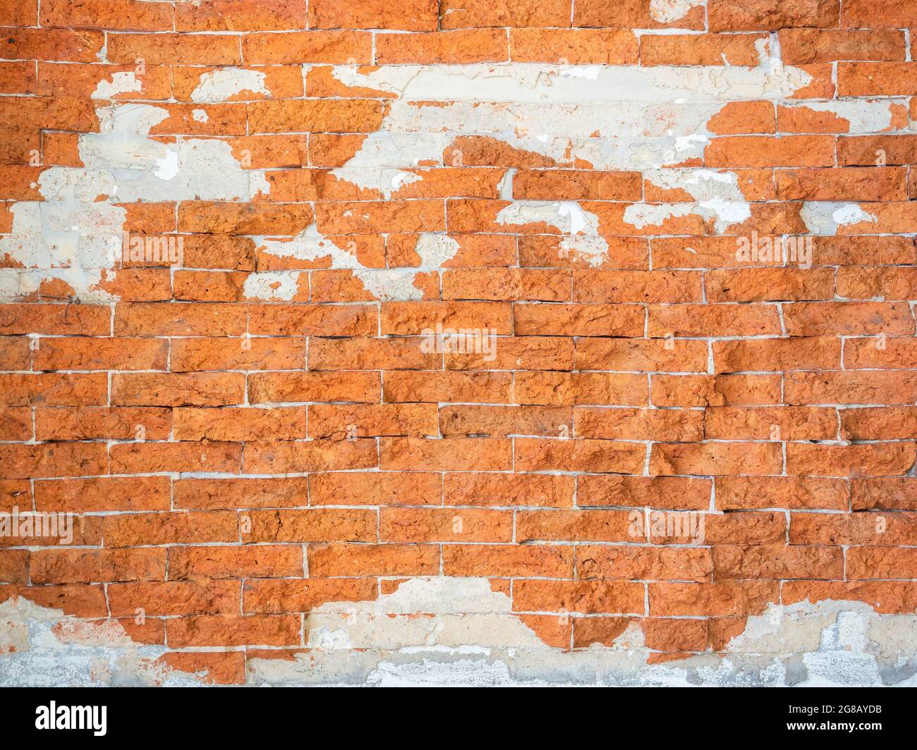 Crack brick wall texture background. Old grunge construction wall building, red brick block ...