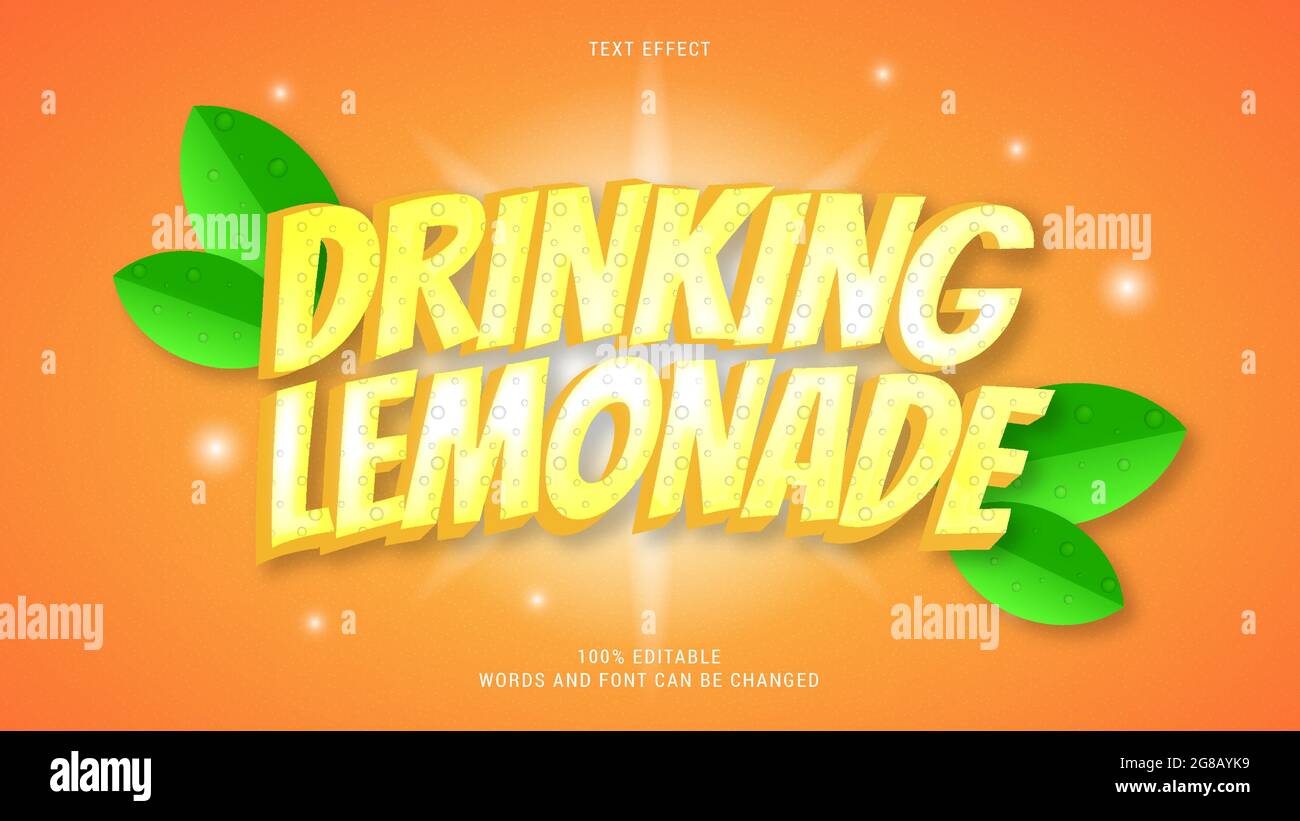 drinking lemonade text effect 100% editable vector image Stock Vector ...