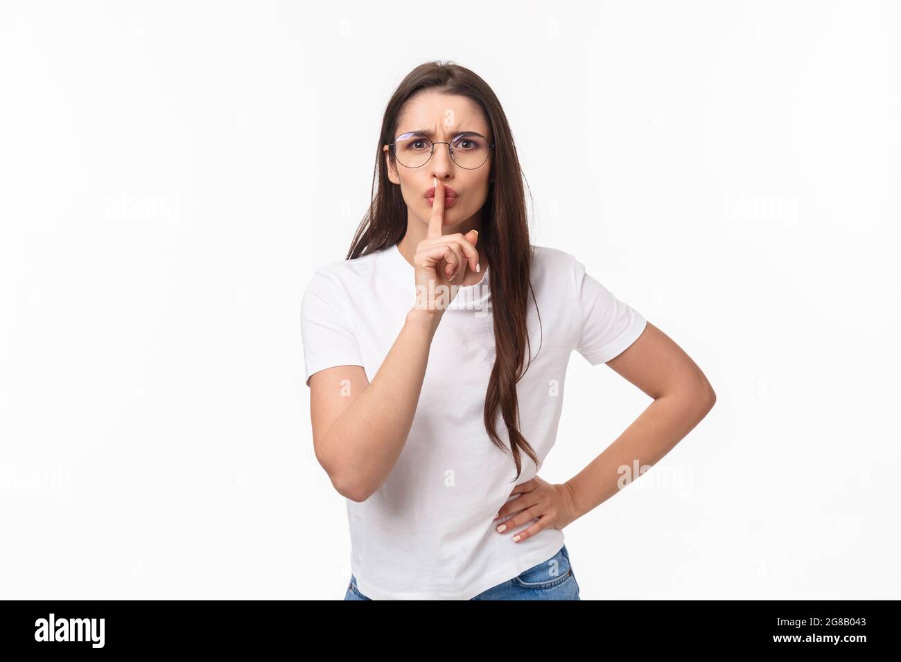 Shushing face hi-res stock photography and images - Alamy