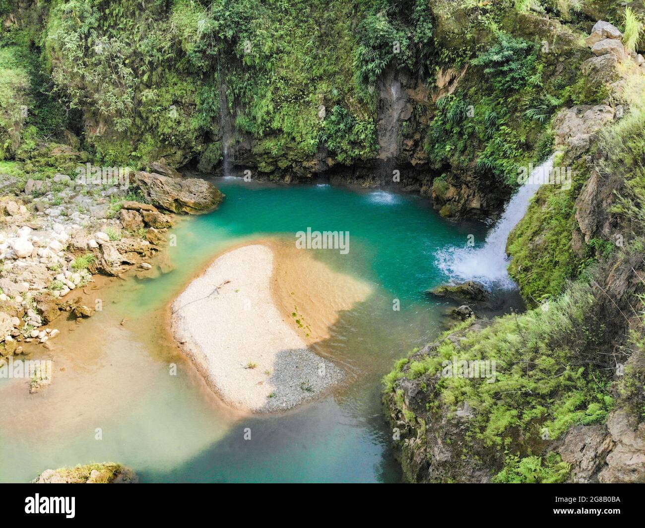 Nice waterfall with green water in Moc Chau district northern Vietnam ...