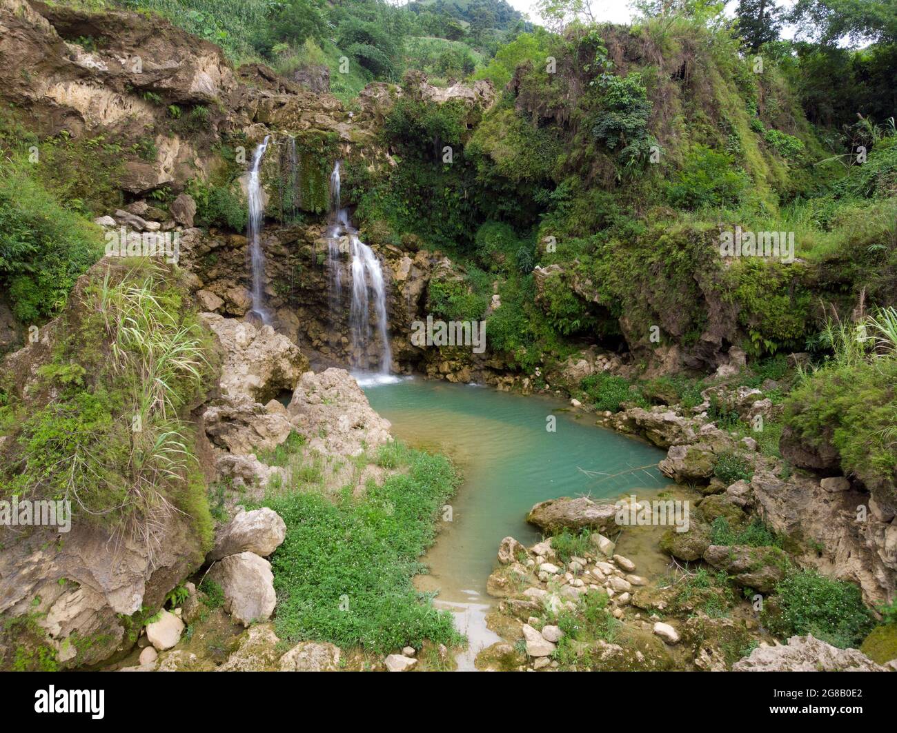 Nice waterfall with green water in Moc Chau district northern Vietnam ...