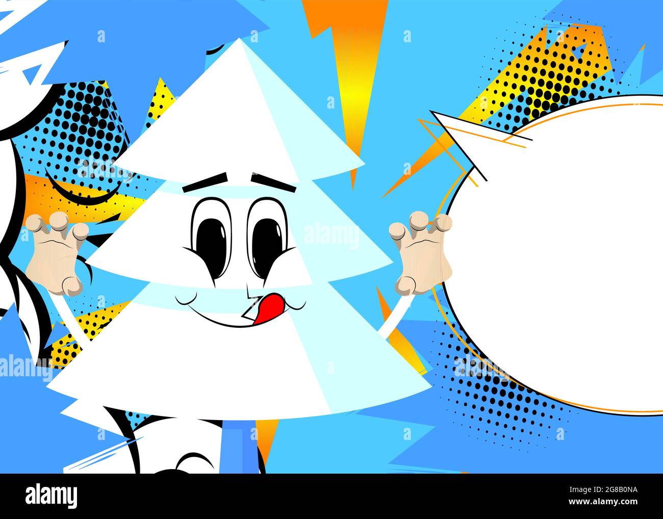 Cartoon winter pine trees with faces is trying to scare you. Cute ...