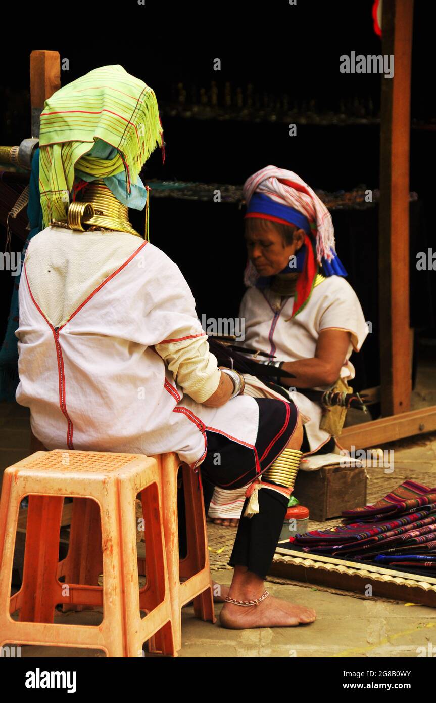 Kayan Lahwi women ethnic groups of Kayah State of Karen people wear the ...