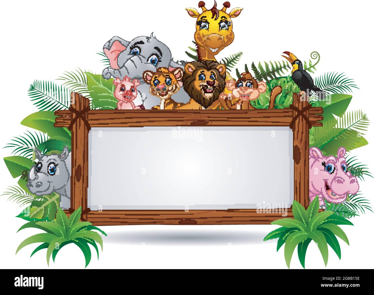 Animals with a blank sign wood Stock Vector Image & Art - Alamy