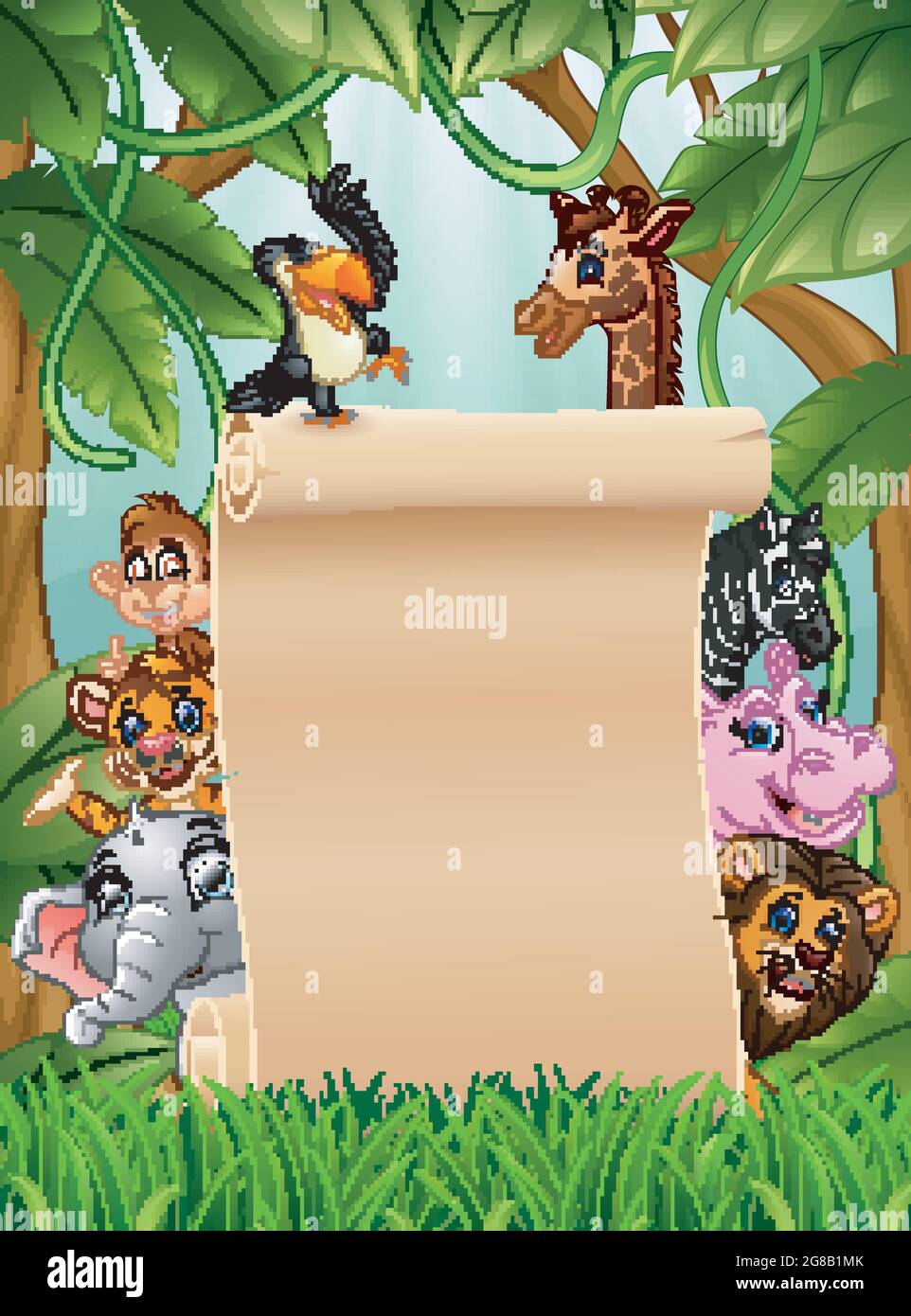 Animals with a blank sign paper Stock Vector Image & Art - Alamy