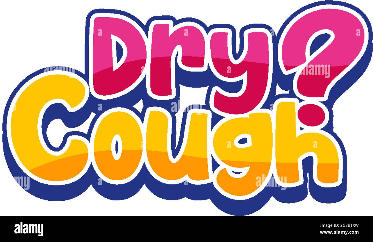 Dry Cough font in cartoon style isolated on white background ...