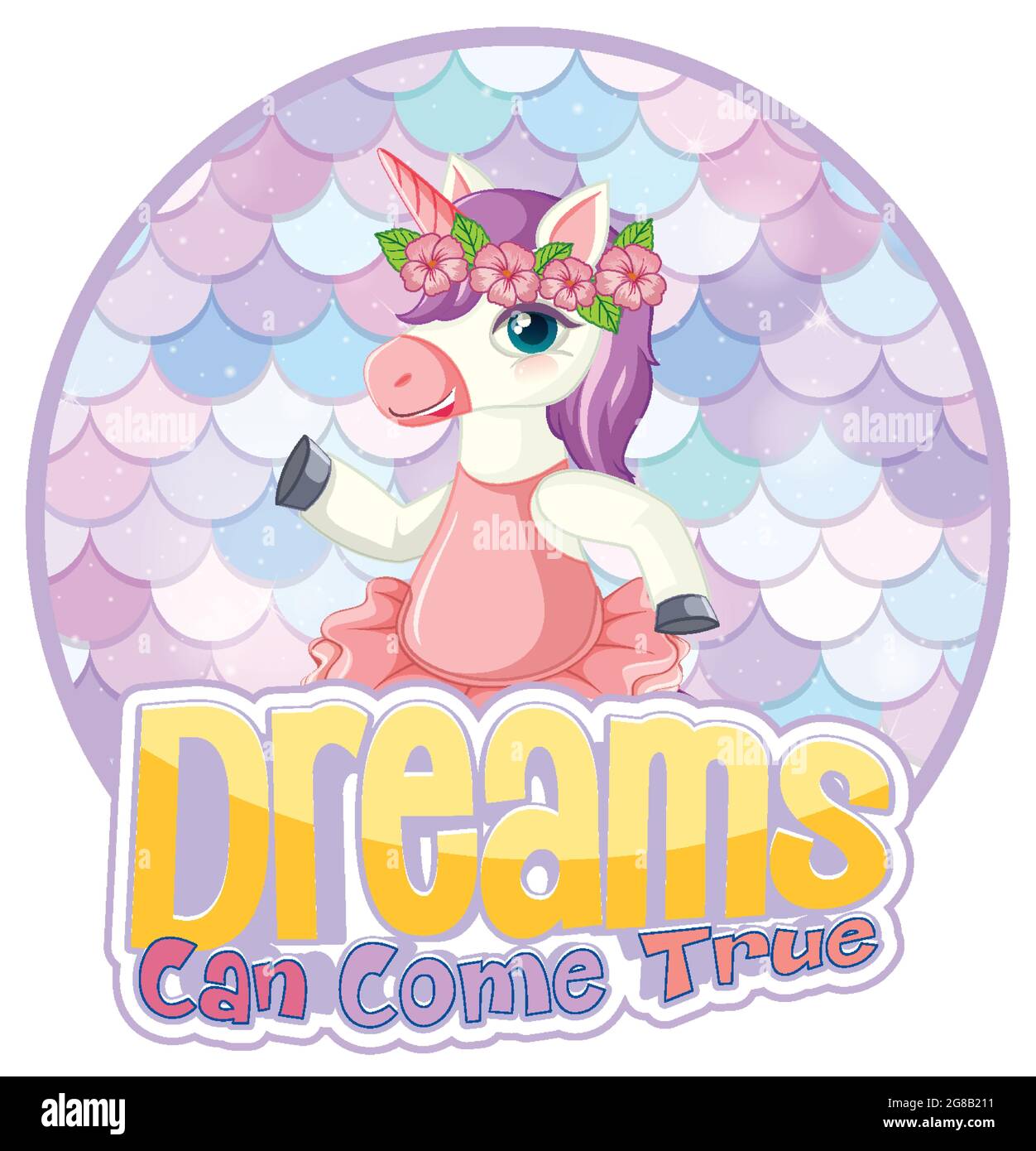 Unicorn cartoon character on pastel scales background isolated ...