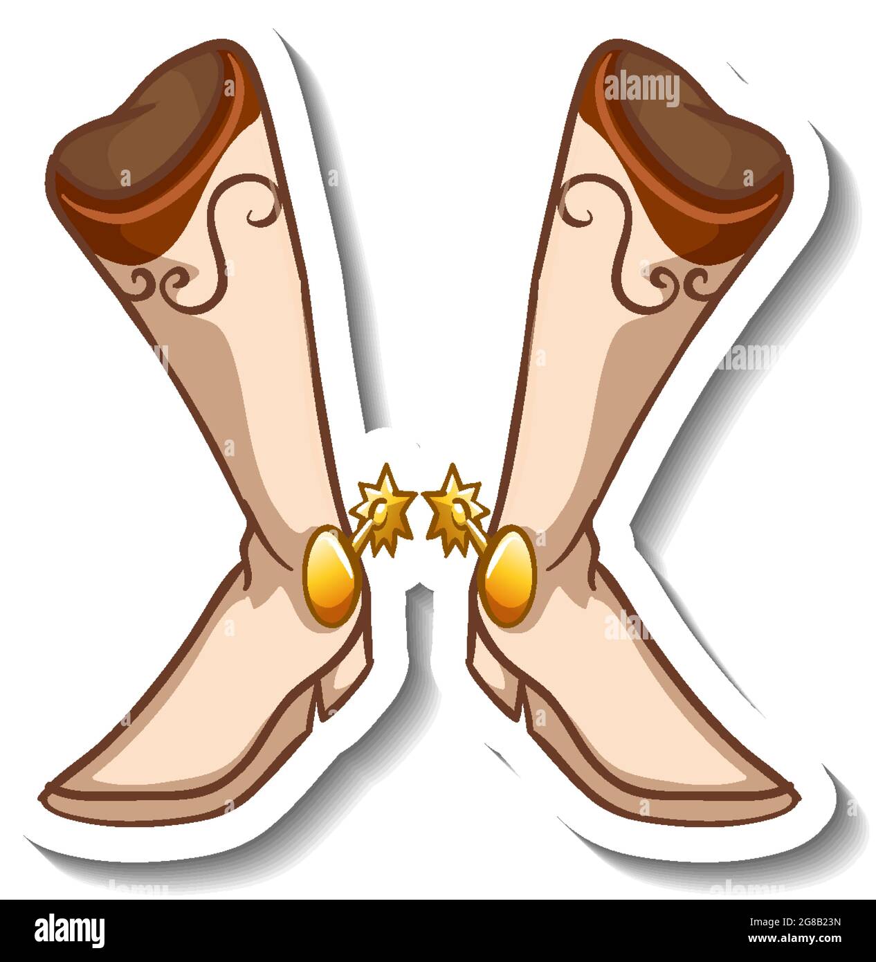A sticker template with women's boots isolated illustration Stock ...