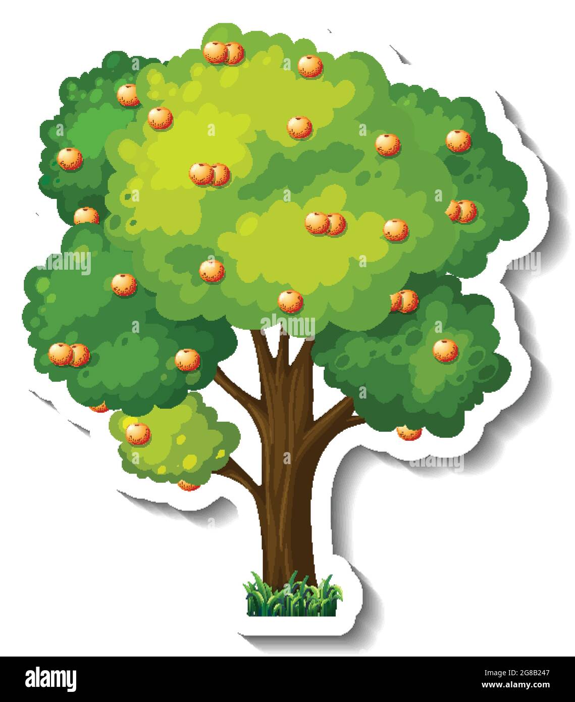 Orange tree sticker on white background illustration Stock Vector Image ...