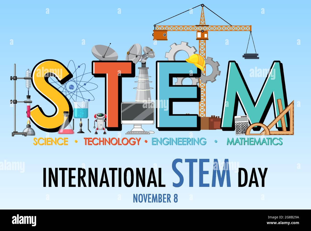 International STEM Day on November 8th logo banner illustration Stock ...