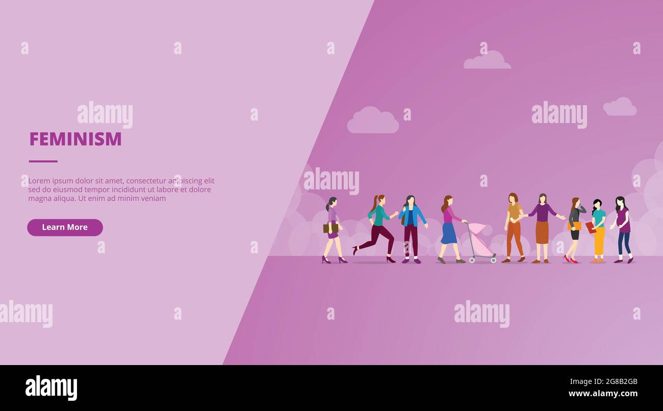 feminism concept for website landing homepage template banner or slide ...