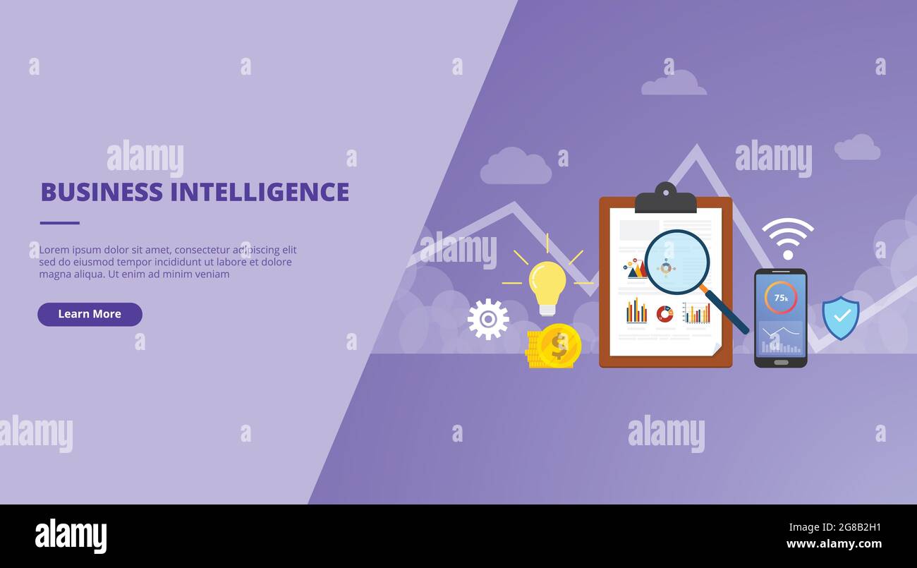 business intelligence for website landing homepage template banner or ...