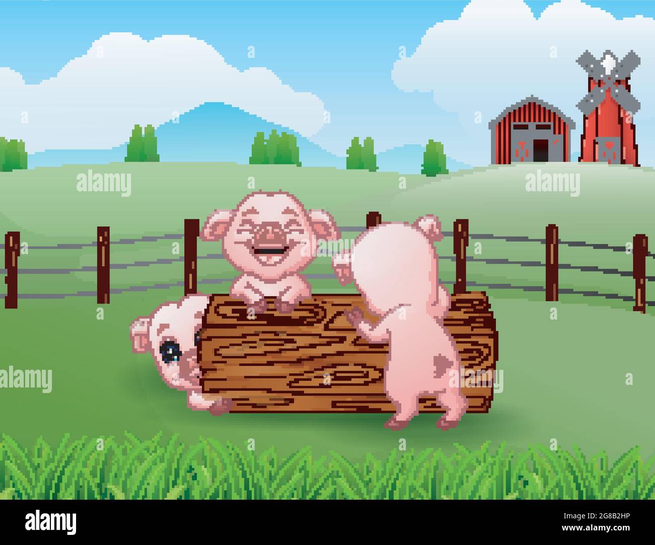 Three little pig playing in the farm Stock Vector Image & Art - Alamy