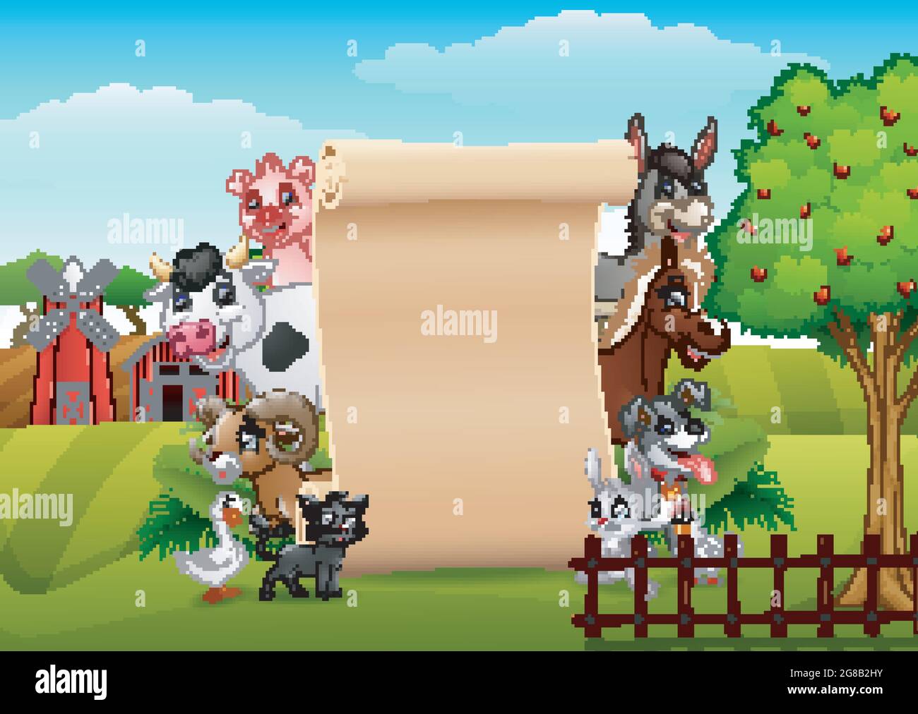 Farm animals with a blank sign bamboo Stock Vector Image & Art - Alamy