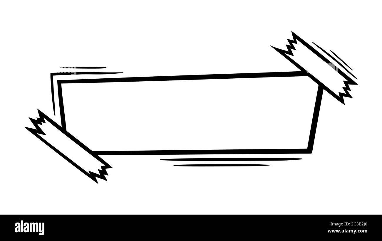 Doodle paper sheet with sticky tape. Blank paper page for scribbles and ...