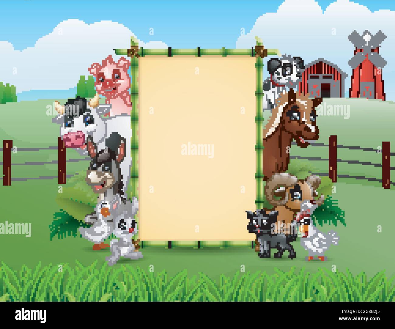 Farm animals with a blank sign bamboo Stock Vector Image & Art - Alamy