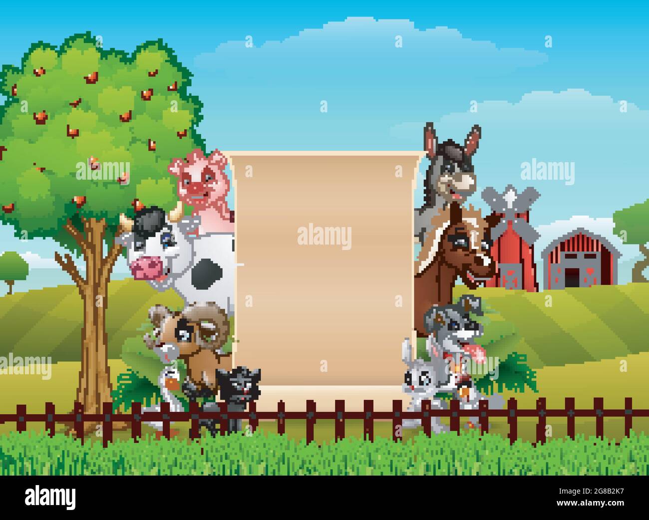 Farm animals with a blank sign bamboo Stock Vector Image & Art - Alamy