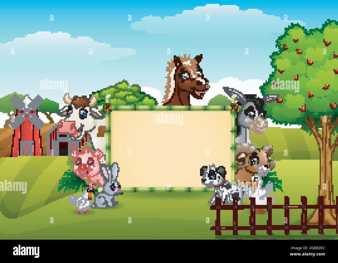 Farm animals with a blank sign bamboo Stock Vector Image & Art - Alamy
