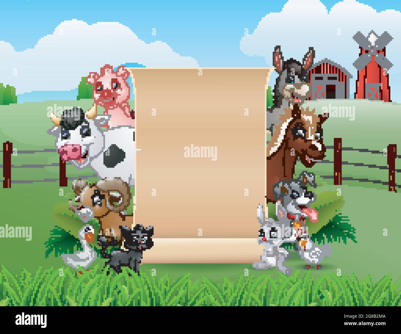 Farm animals with a blank sign paper Stock Vector Image & Art - Alamy