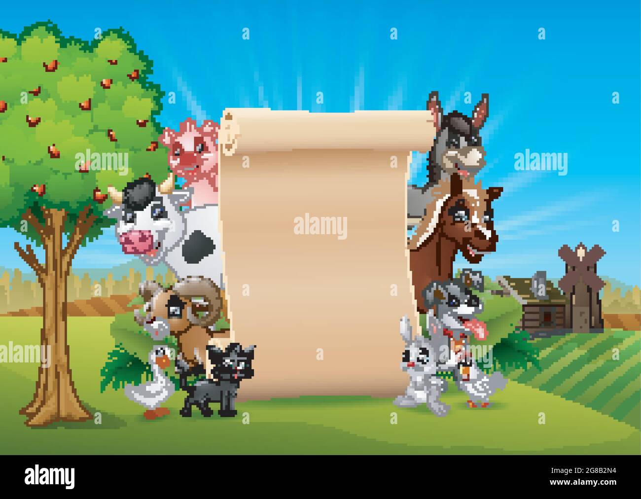 Farm animals with a blank sign bamboo Stock Vector Image & Art - Alamy