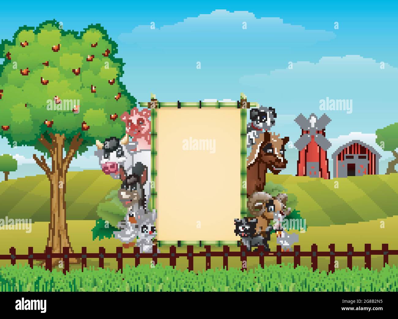 Farm animals with a blank sign bamboo Stock Vector Image & Art - Alamy
