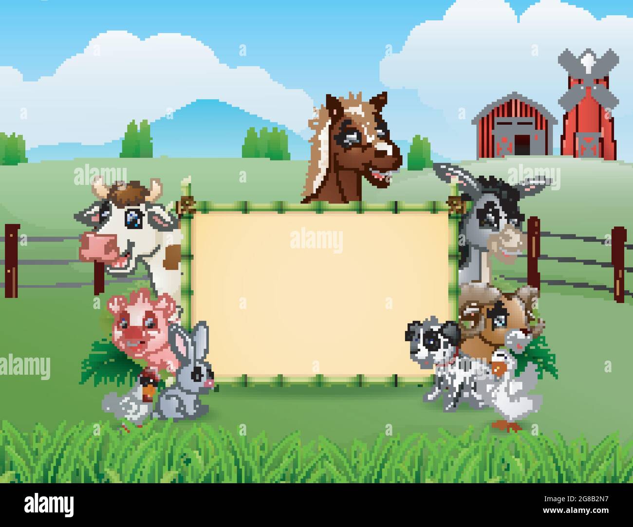 Farm animals with a blank sign bamboo Stock Vector Image & Art - Alamy