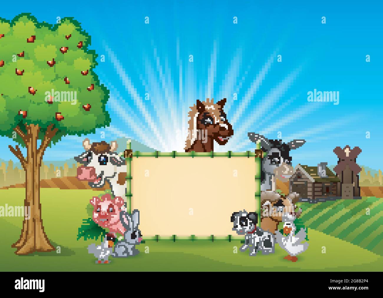 Farm animals with a blank sign bamboo Stock Vector Image & Art - Alamy