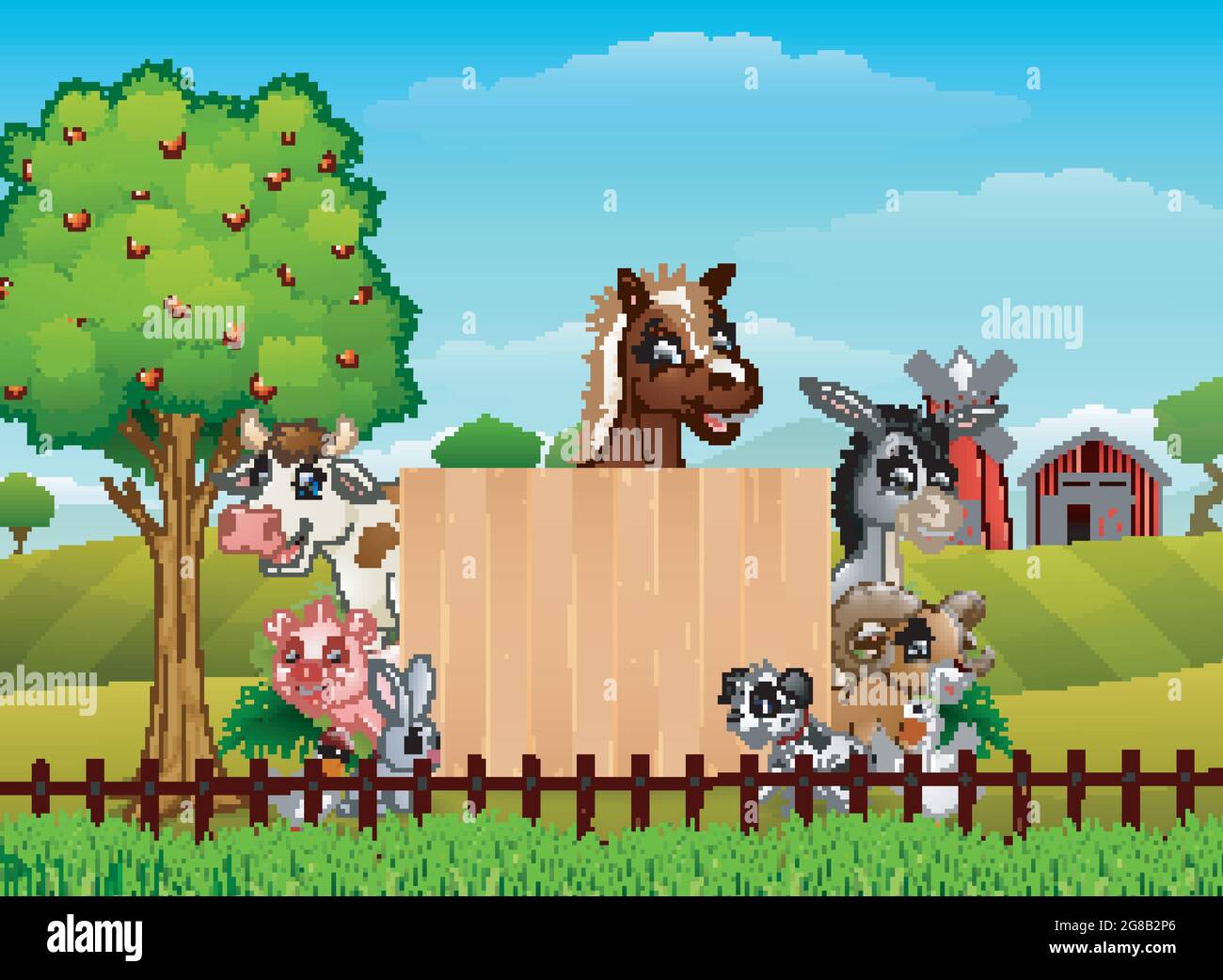 Farm animals with a blank sign wood Stock Vector Image & Art - Alamy