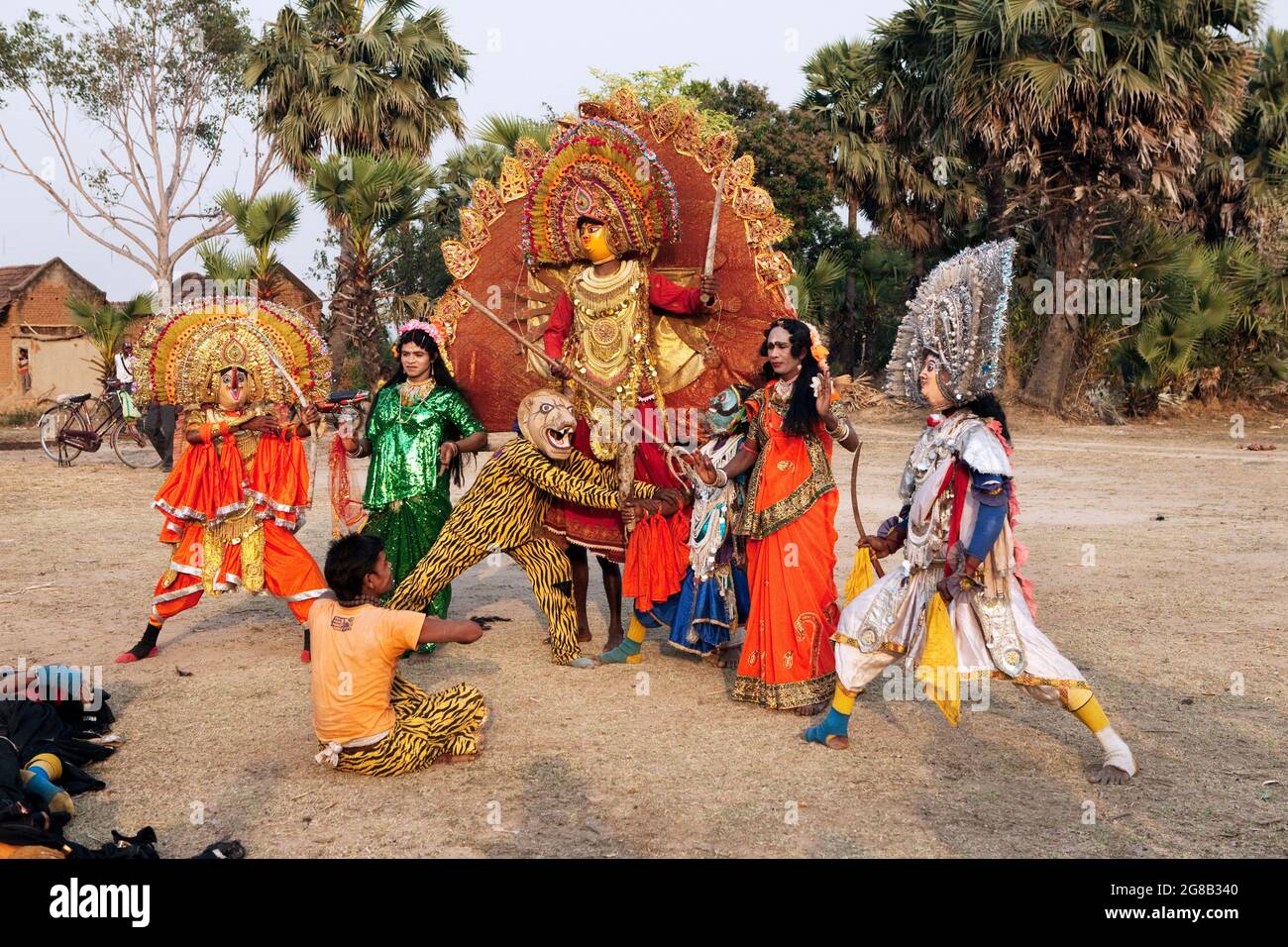 Chou dancers performing chou, a traditional folk dance of India, where ...