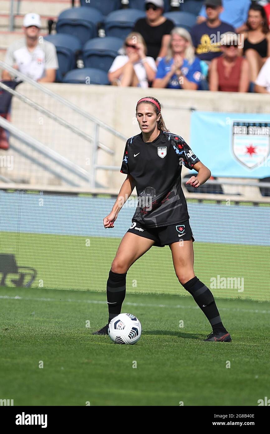 Chicago Red Stars defender Kayla Sharples (28) looks on during a NWSL ...