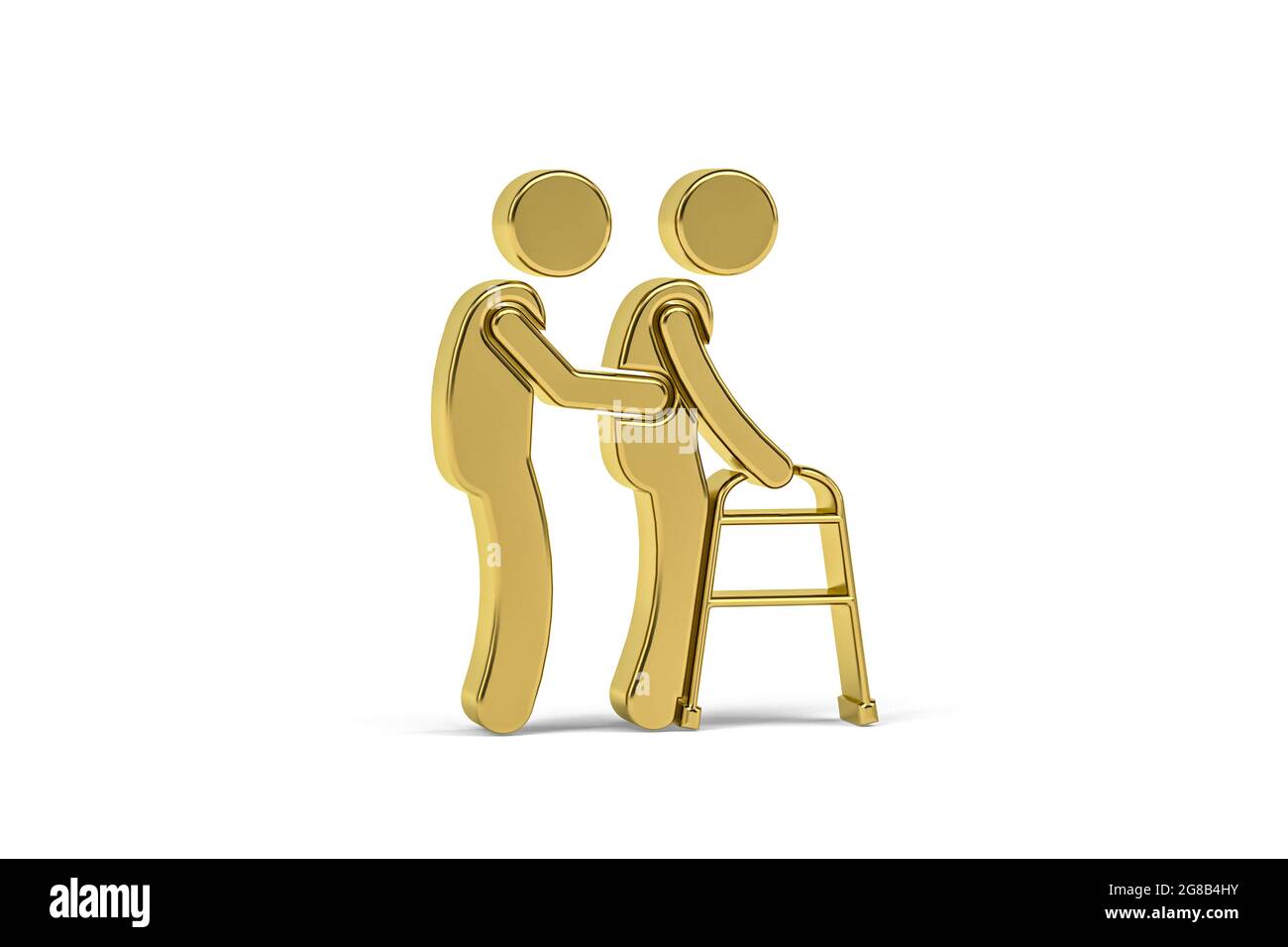 Golden 3d physiotherapy icon isolated on white background - 3D render ...