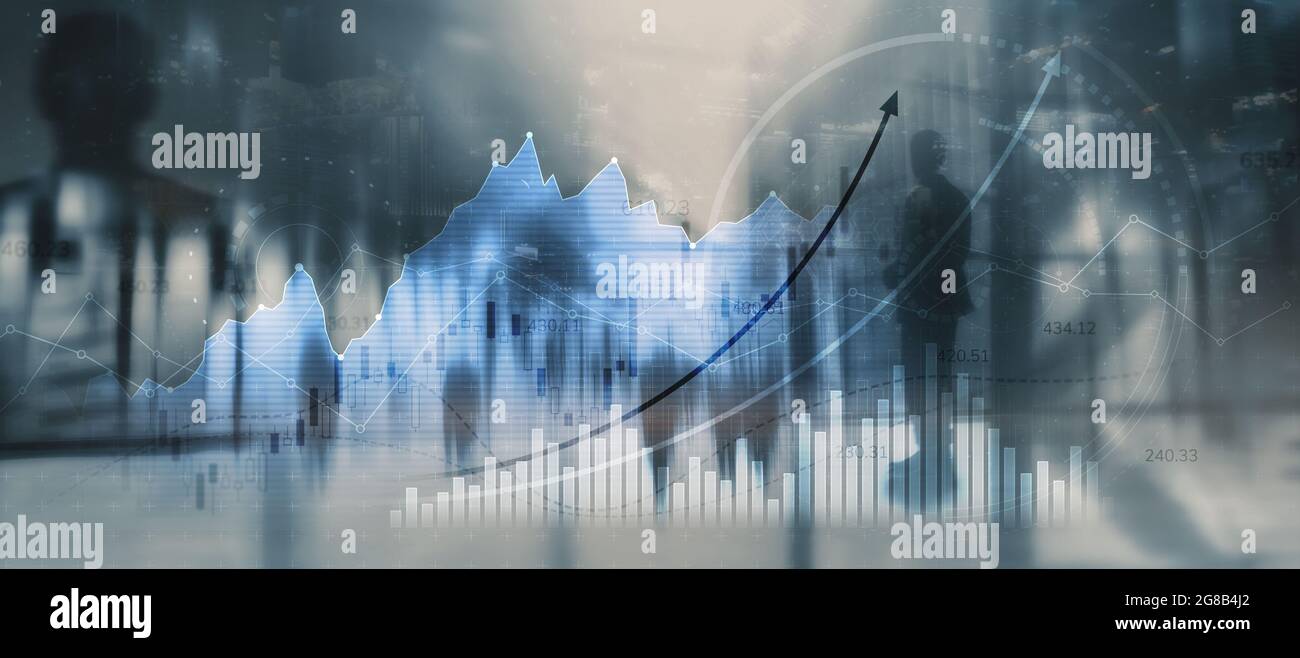 Virtual screen with stock market changes. Business Finance graph chart ...