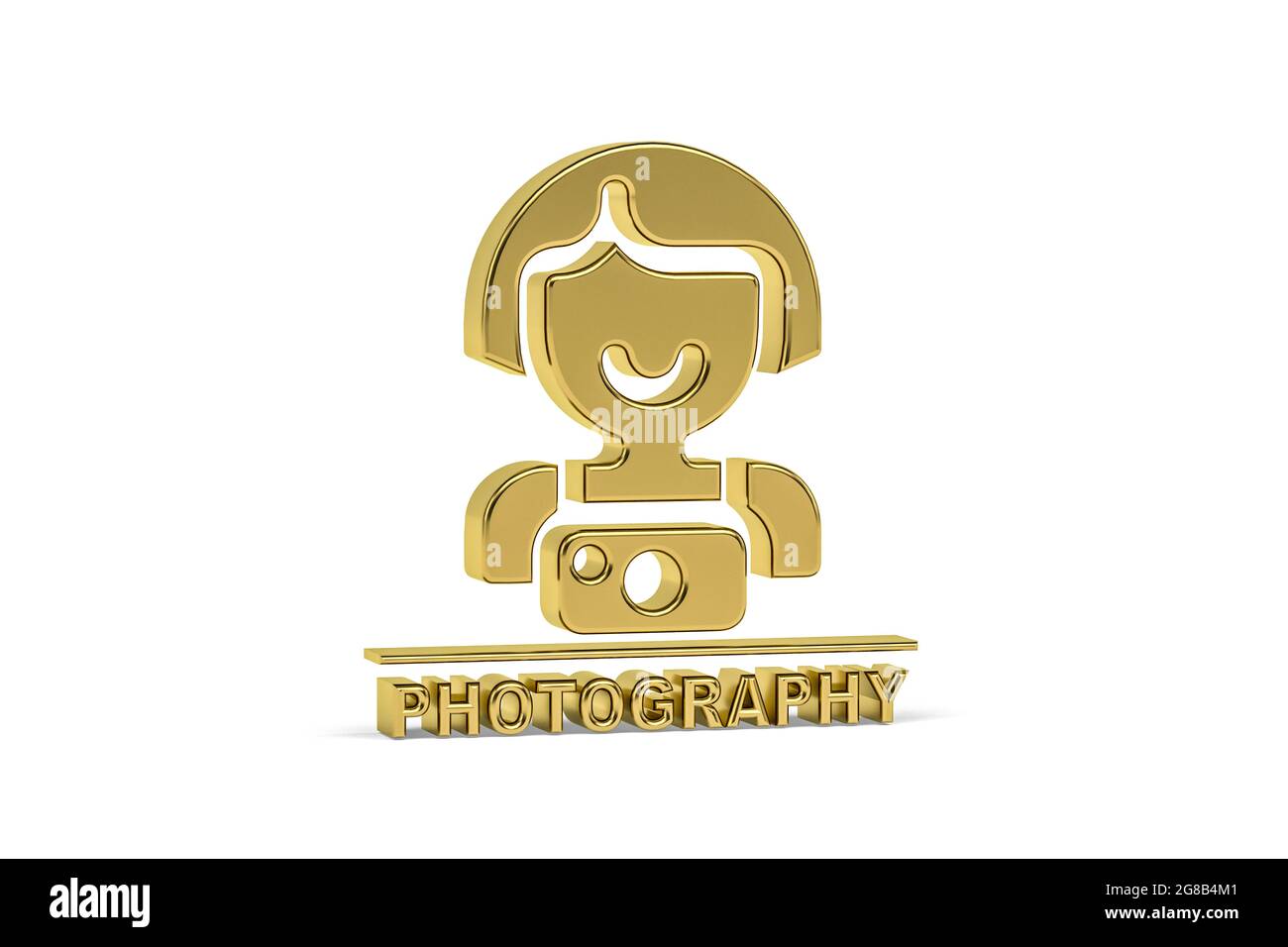 Golden 3d photographer icon isolated on white background - 3D render ...