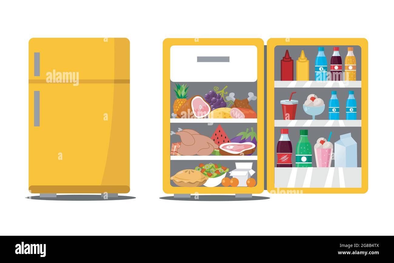 Food In Refrigerator Cartoon