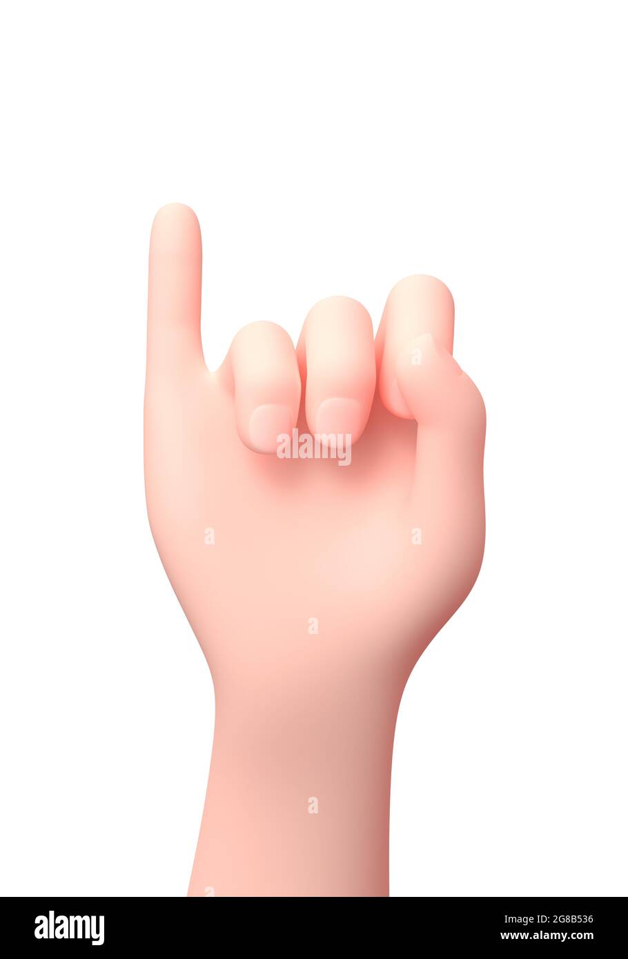 Little Finger Raised Hand. 3D Cartoon Character. Isolated on White ...