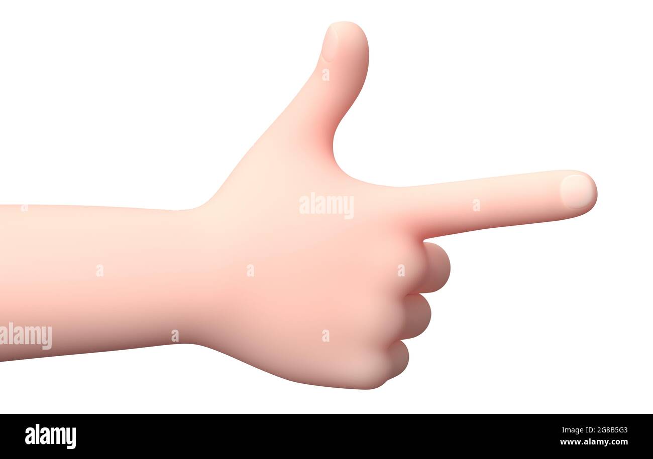 Pointing Hand. 3D Cartoon Character. Isolated on White Stock Photo - Alamy